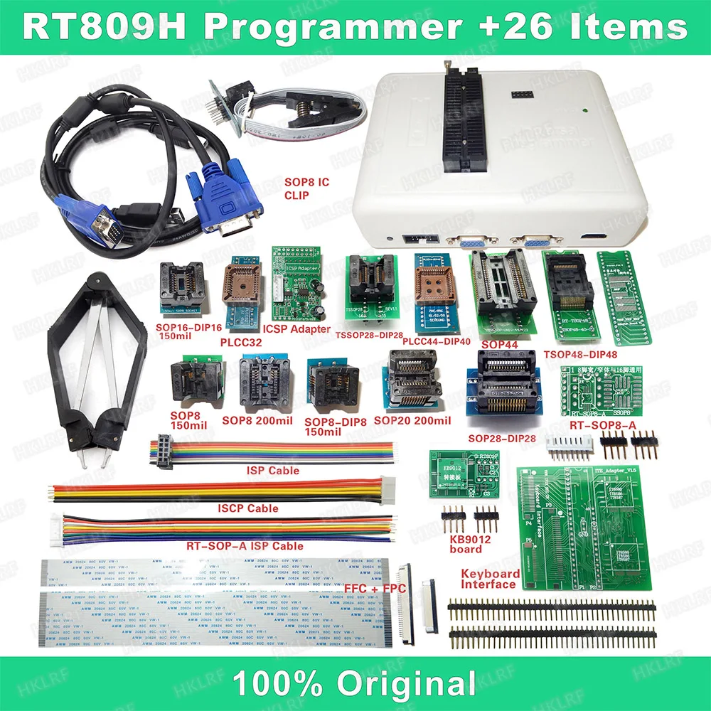 Programador Universal RT809H emmc nand FLASH + 26 Iterms con Cables ...