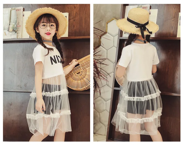 baby girls dress 2018 summer mesh voile princess dress see through ...