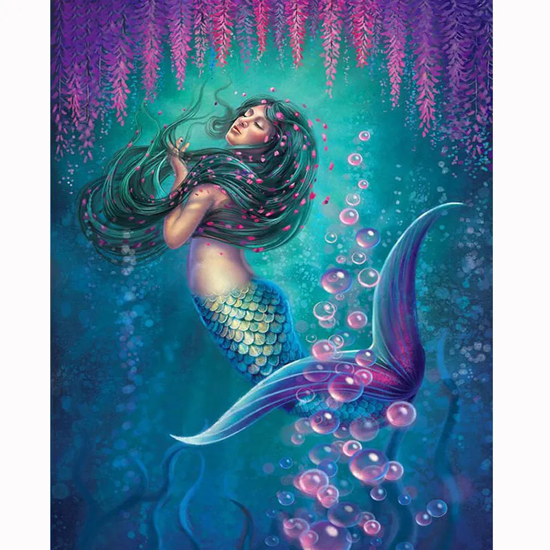 D SH New 5D Diy Diamond Painting Mermaid Diamond Embroidery Cross ...