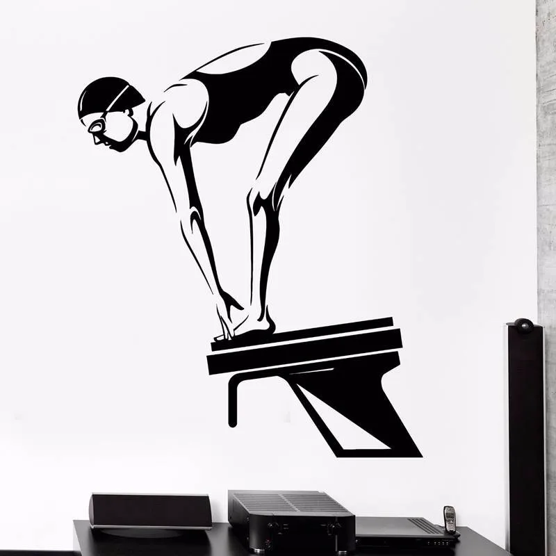 Woman Swim Sticker Swimmer Decal Swimming Posters Vinyl Wall Decals ...