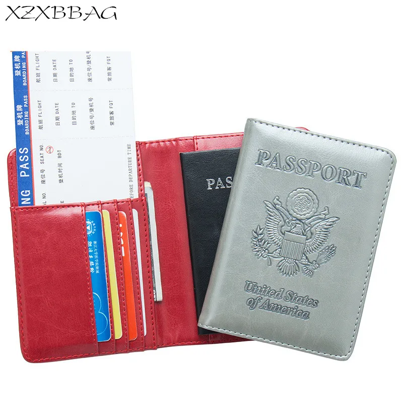 XZXBBAG PU Leather United States Passport Cover Unisex Passport Card ID ...