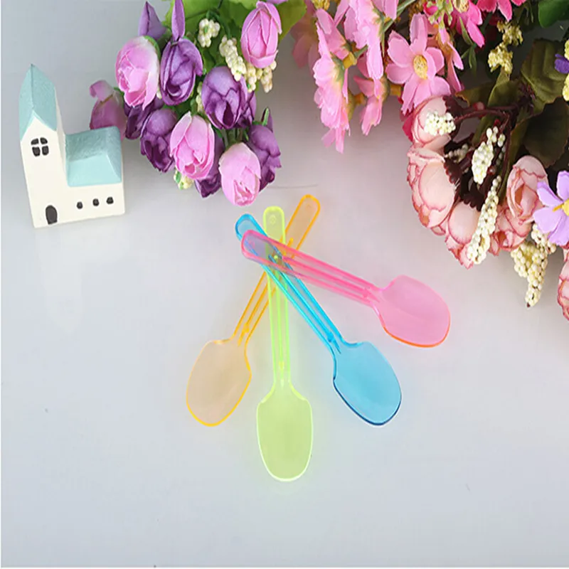 50 шт./компл. разноцветные ложки Пластиковые Одноразовые Мороженое ...