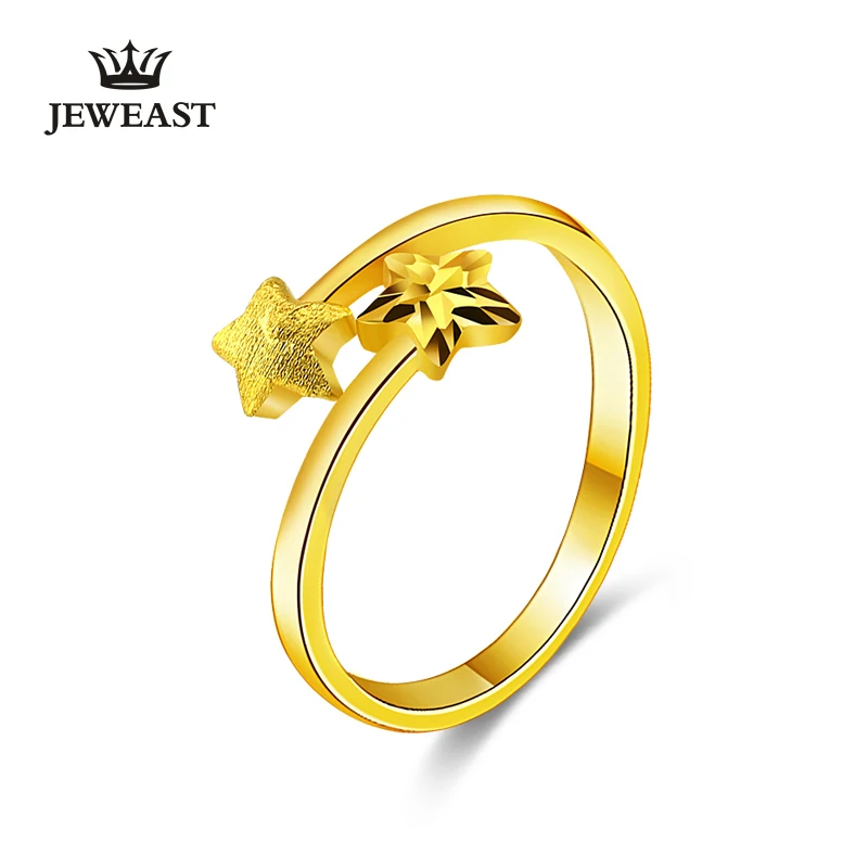 24K Pure Gold Ring Real AU 999 Solid Gold Rings Simple Fashion Star ...