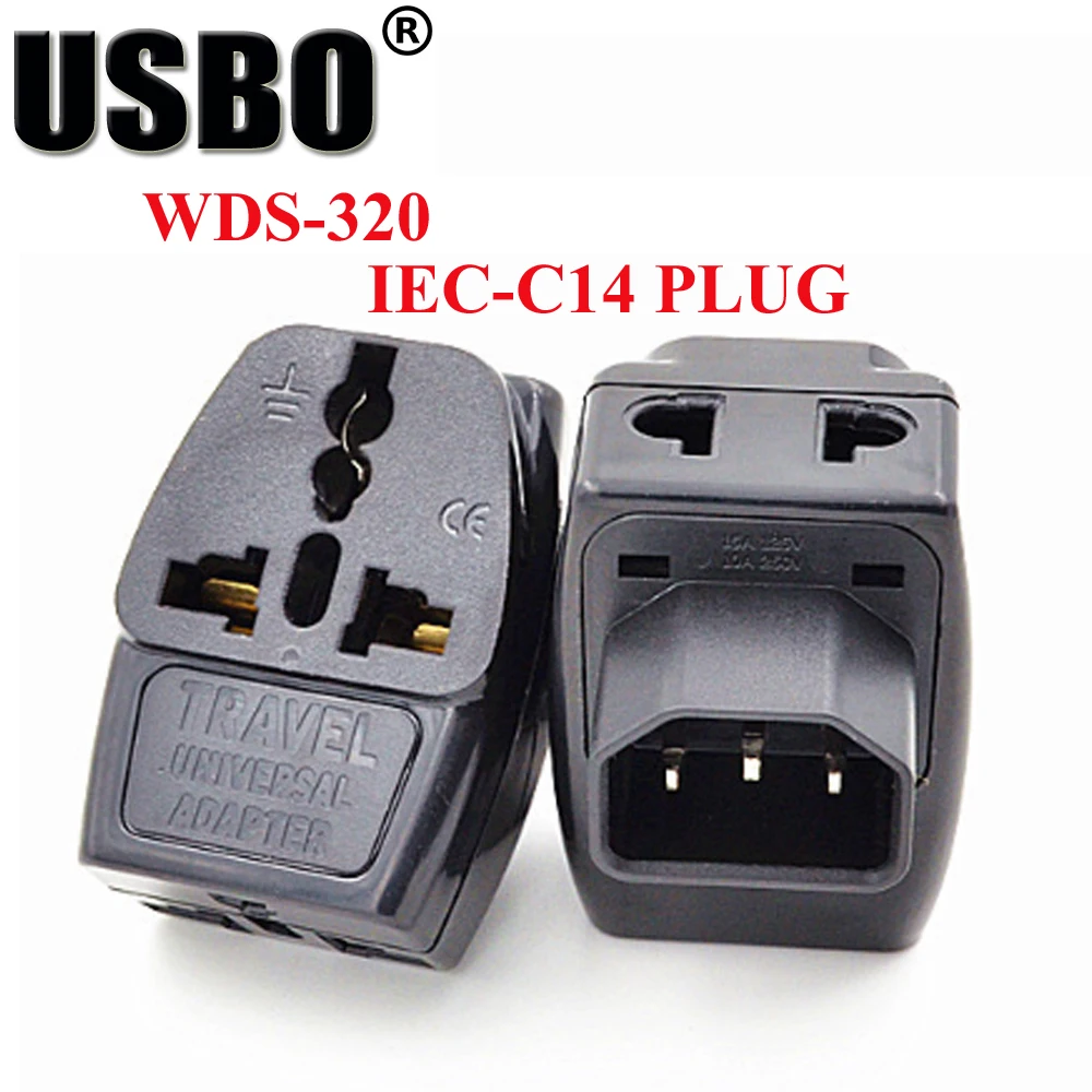 Black 10A 250V IEC320 C14 universal power adaptor plug PDU/UPS Server ...