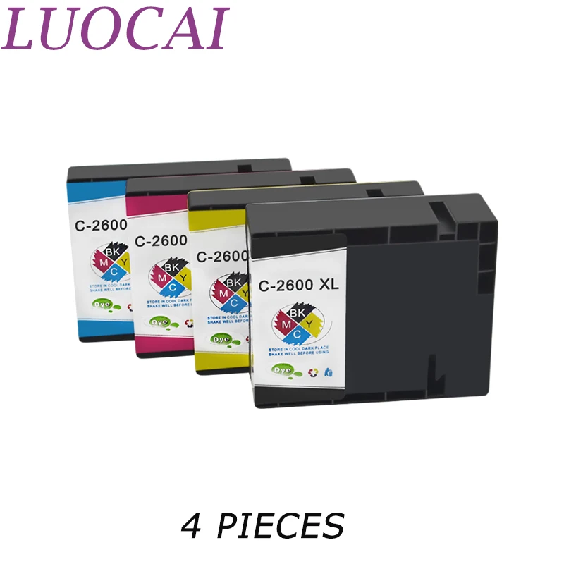 Luocai 4 Pieces Ink Cartridges Compatible For Canon Pgi-2600xl Pgi2600 ...