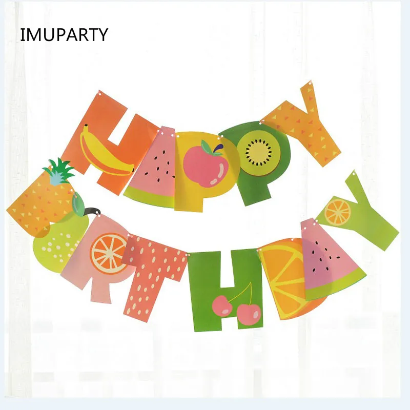 Fruit Theme Party Banner with Words "HAPPY BIRTHDAY" Kids Birthday ...