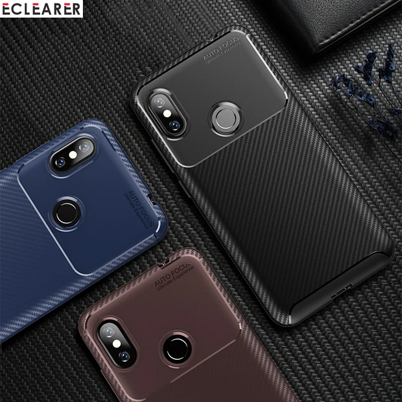 ECLEARER Xiaomi Redmi Note 6 Pro Case Cover Luxury Shockproof Carbon ...