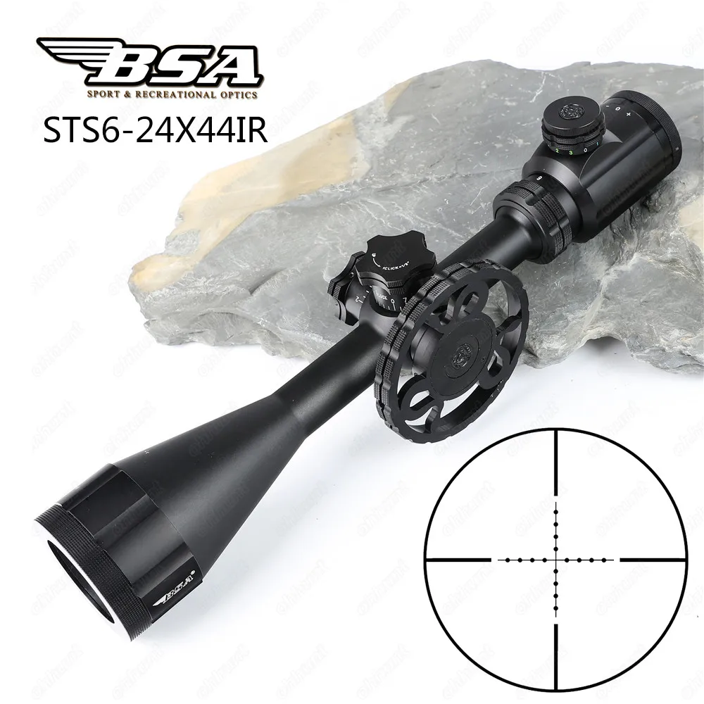 BSA STS 6 24X44 IR Tactical Optical Sight RGB Illuminated Glass Reticle ...