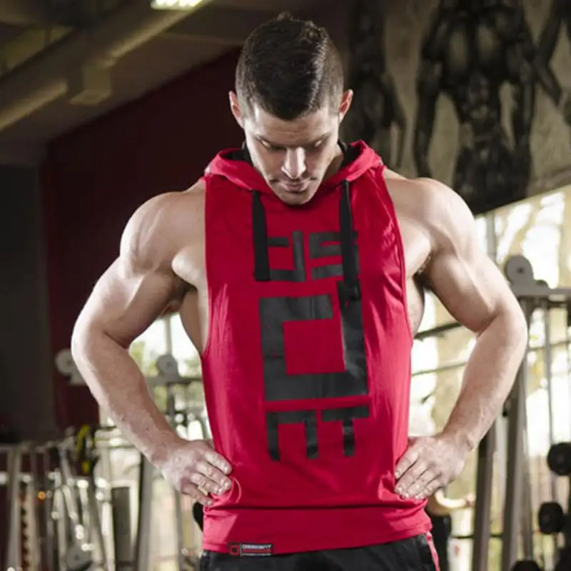 Mens Sleeveless Pullovers Hoodie Shirt Bodybuilding Fitness Muscle