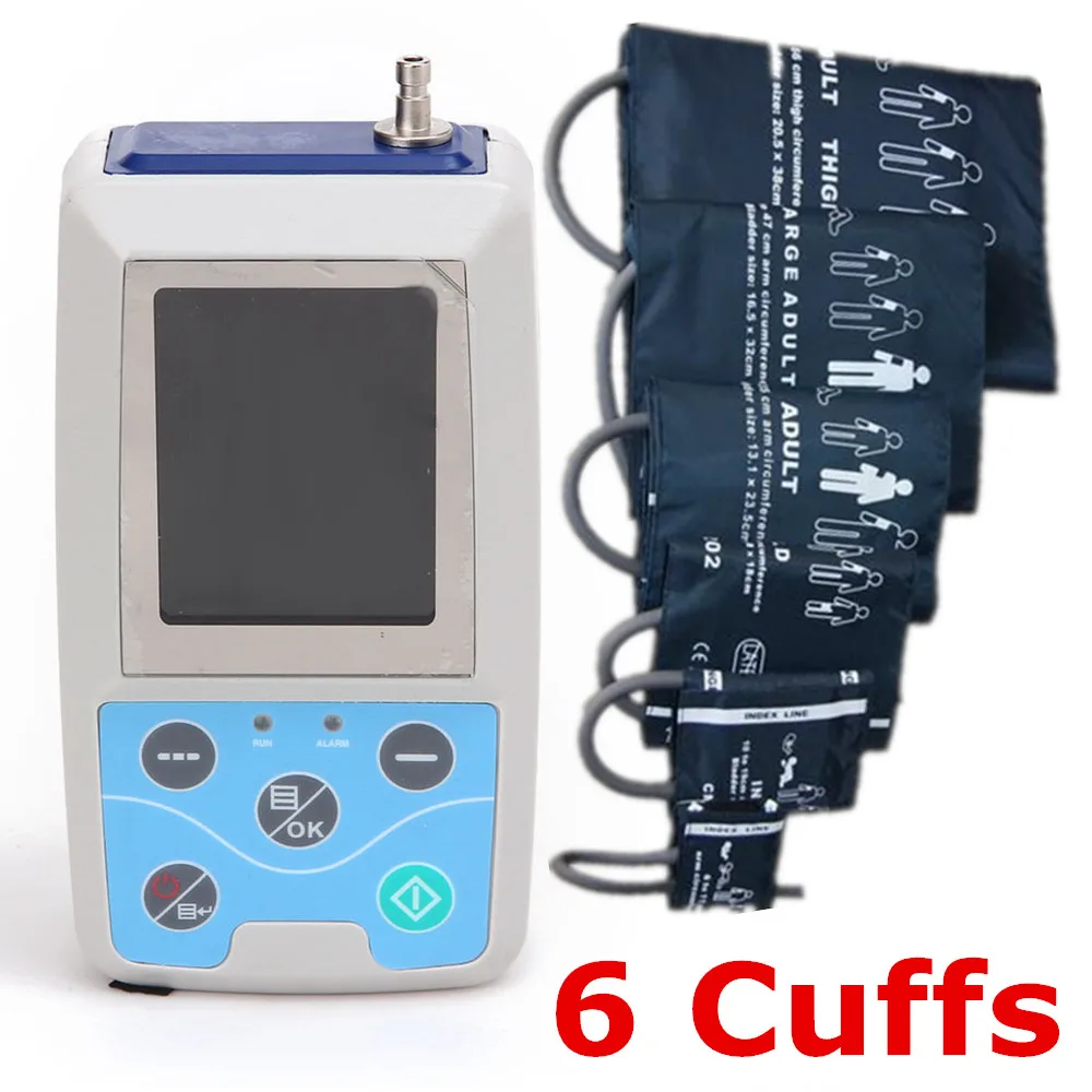 24ชั่วโมง Ambulatory เครื่องวัดความดันโลหิตระบบ ABPM ฟรี6 Cuffs! ABPM50 ...