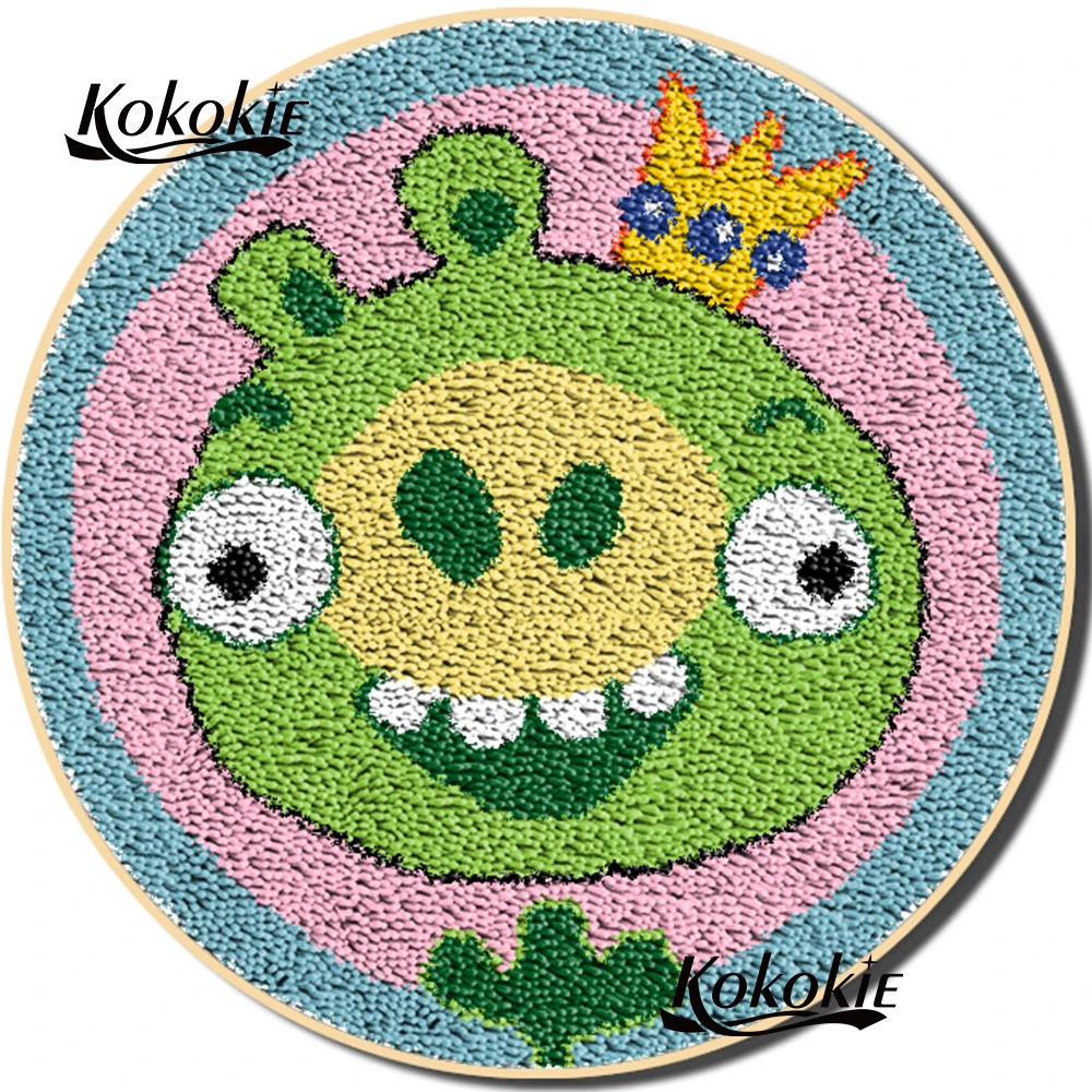 cartoon frog printed latch hook kits diy rug 3d canvas carpet ...