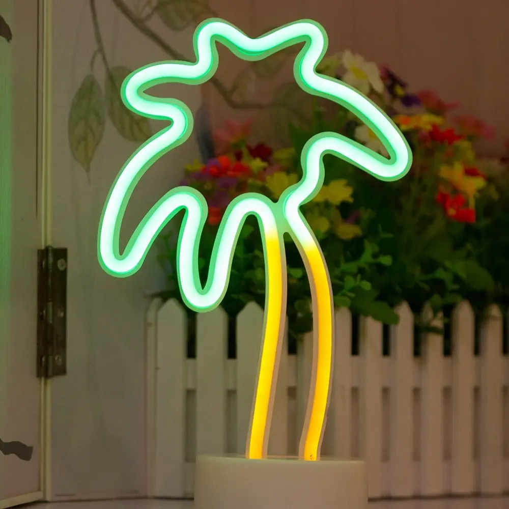 DELICORE Palm Tree Shape LED Neon Night Light with Base Green Coconut ... DELICORE Palm Tree Shape LED Neon Night Light with Base Green Coconut ...