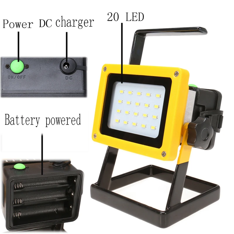 Portable 20 LED Rechargeable Floodlight,IP65 Waterproof Outdoor Work ...
