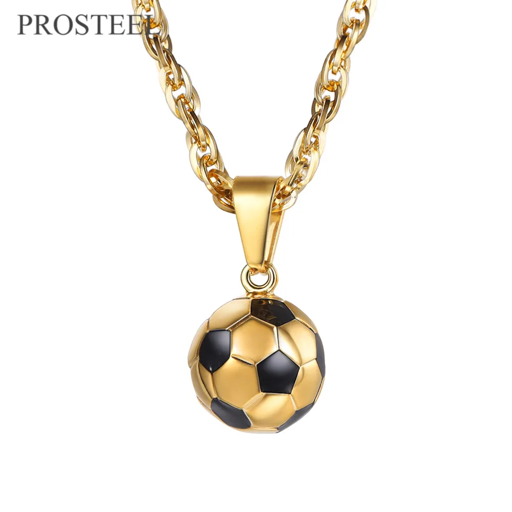 PROSTEEL Football Soccer Pendant Necklace Ball Enamel Jewelry Stainless ...