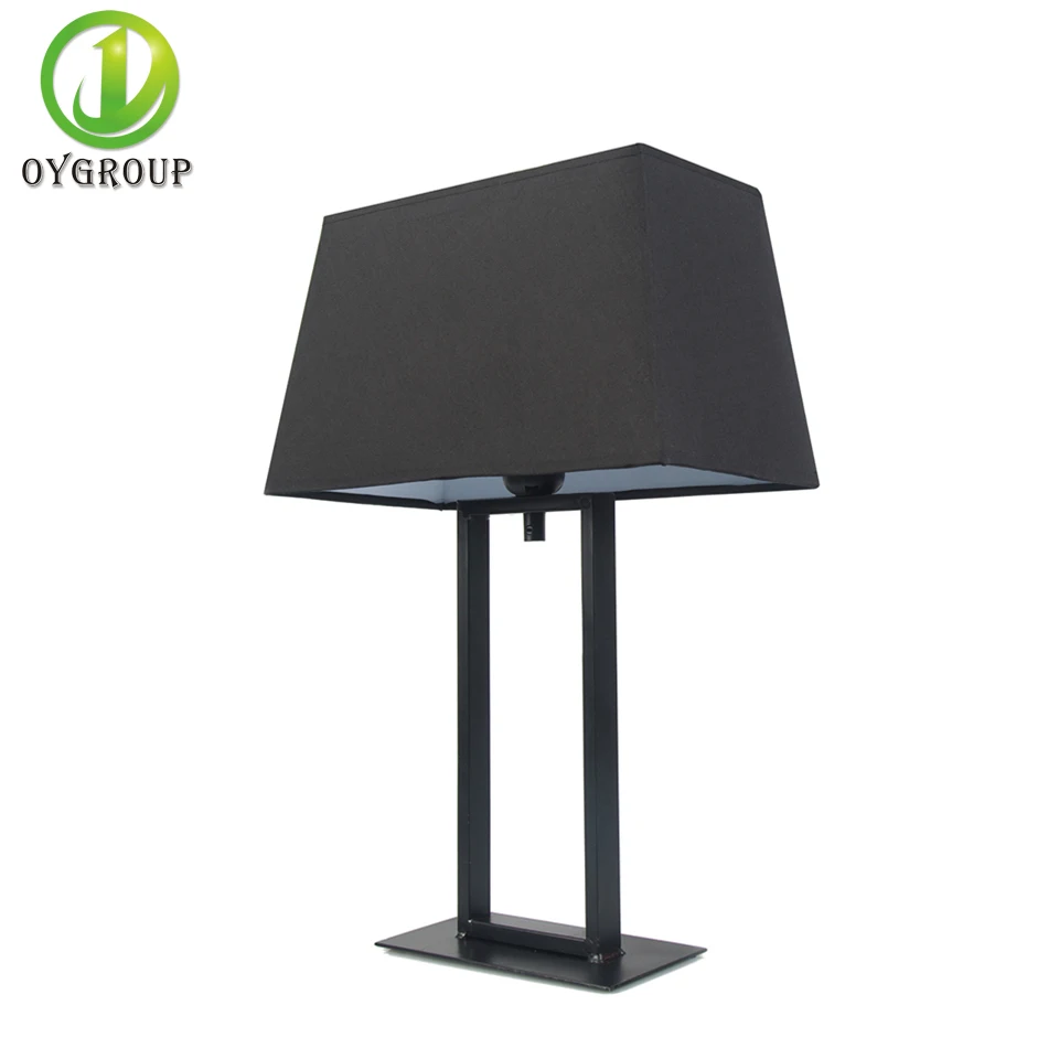 2PCS E27 Black Rectangular Table Lamp Iron Base Black Trapezoid ...