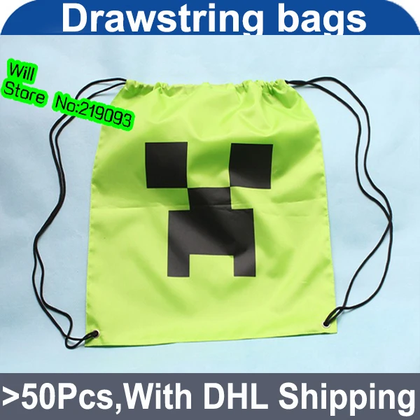 Green drawstring bags cute Creeper bags minecraft drawstring bags FAST ...