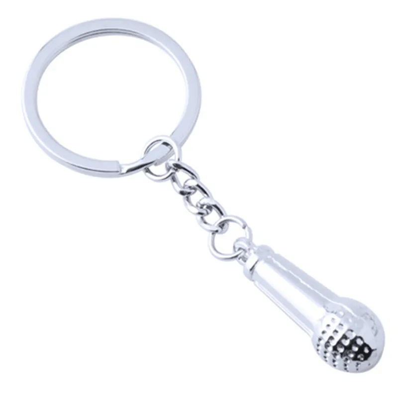 Creative Microphone Keychain Music Gifts Key Chain Metal Key Ring ...
