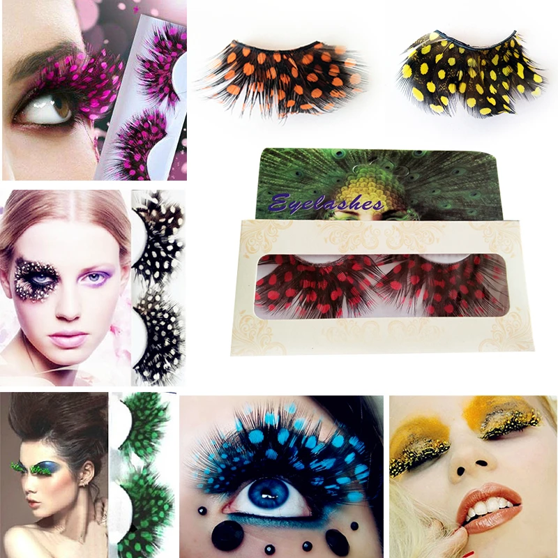 1 Pair Feather Dot False Eyelashes Extension Makeup Eye Lashes ...