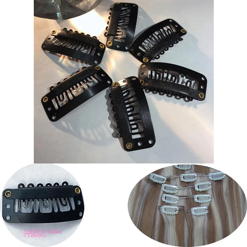 100pcs/ Lot Best Hair Clips 6 Teeth Metal Snap Wig Clips For Hair ...