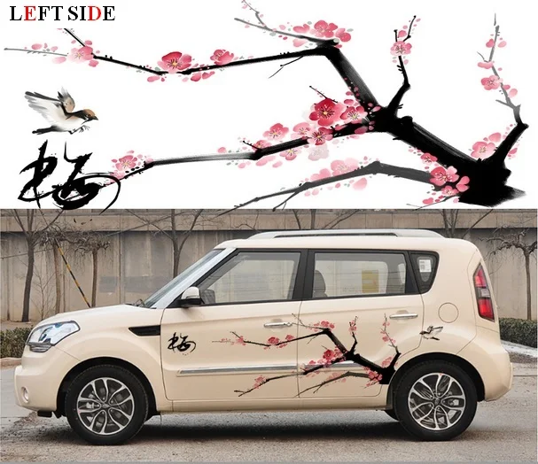 LEFT-SIDE-Car-Stickers-Chinese-Ink-Painting-Car-detector-Wintersweet ...