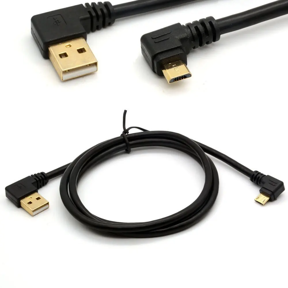Gold Plated USB 2.0 A Left Angle to Micro B Right Angled Cable Data ...