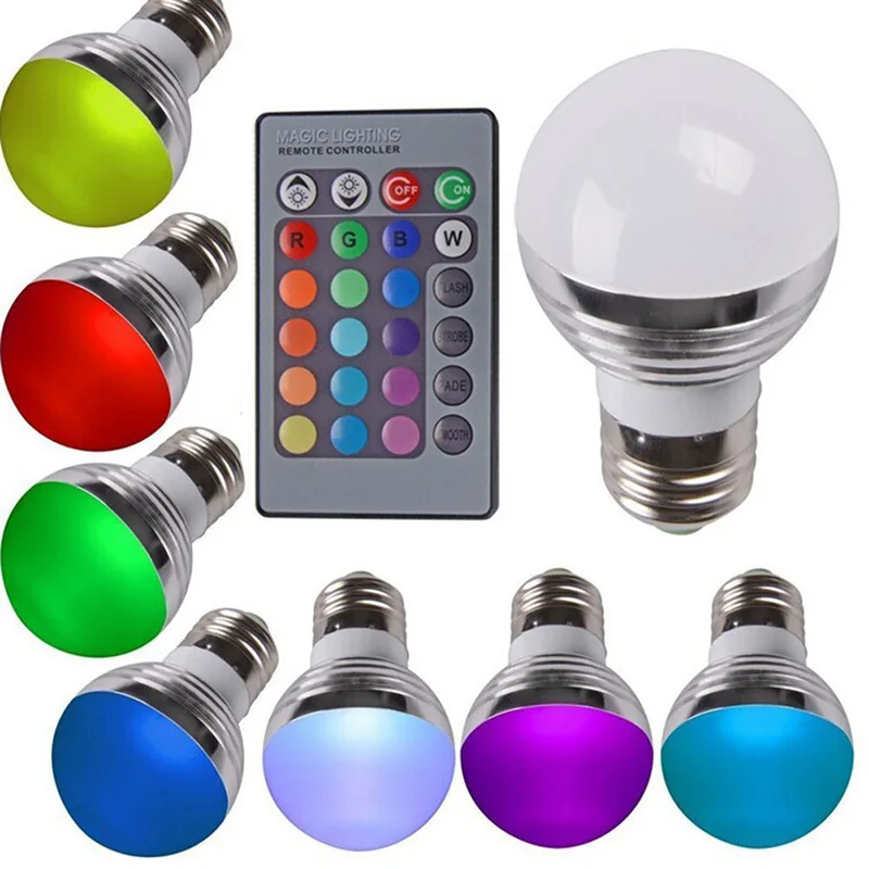 10set AC 85V 265V E27 3W LED RGB 16 Colors Changing RGB Light Lamp led ...