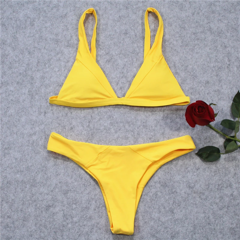 New Sexy Solid Bikini Set Women Swimwear Sexy Brazilian Bikini Push Up