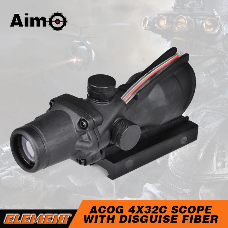 AIM O ACOG 4X32C Hunting Scope Red Dot Sight With Disguise Fiber ...