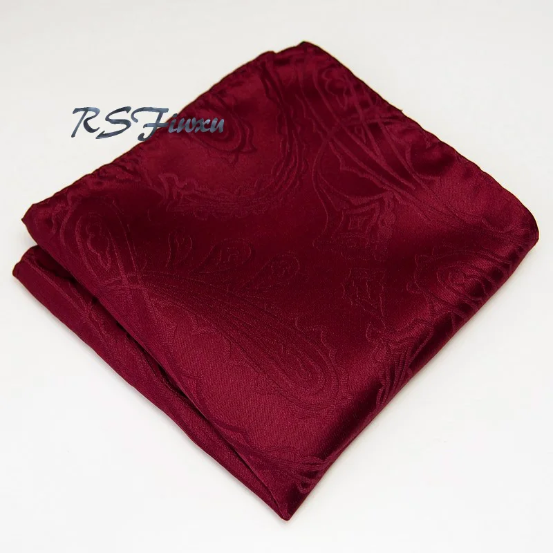 Free Shipping Paisley Solid Red Burgundy Silk Hanky 100% Mens Pocket ...
