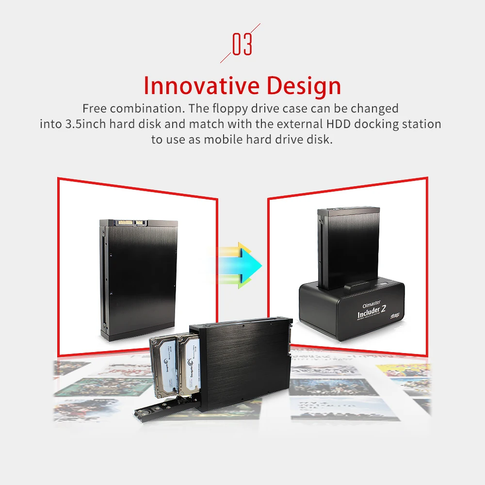 OImaster Dual Bay Floppy Drive Case RAID Modes 2.5inch SATA HDD ...