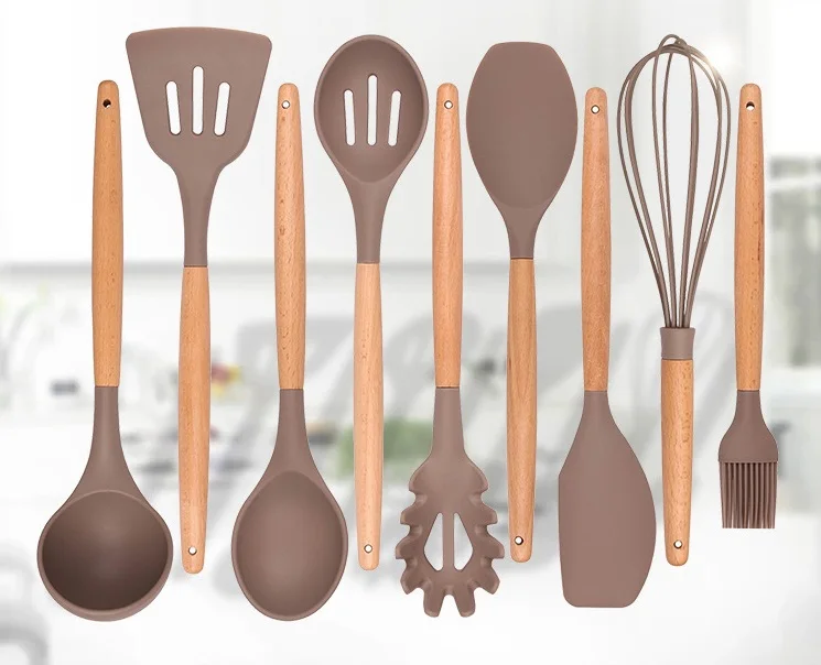 Деревянная ручка, силикон кухонные принадлежности антипригарные ...