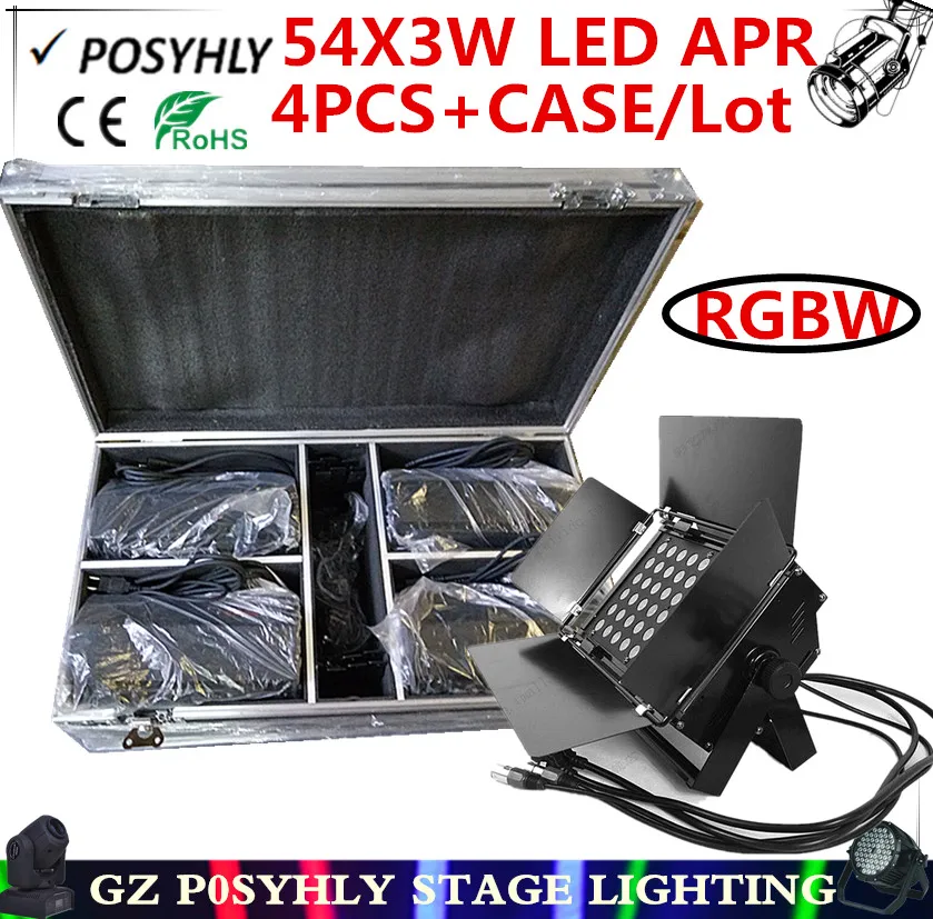 4PCS/ 54X3W led Par Light +Flight Case RGBW LED PAR DMX512 control bar ...