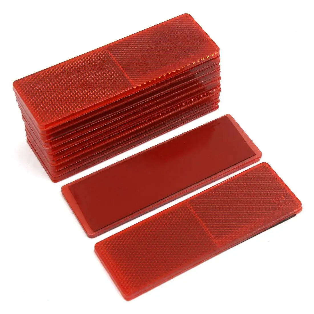 uxcell 12pcs Red Warning Reflective Plate Tape Reflector Stickers Decal ...