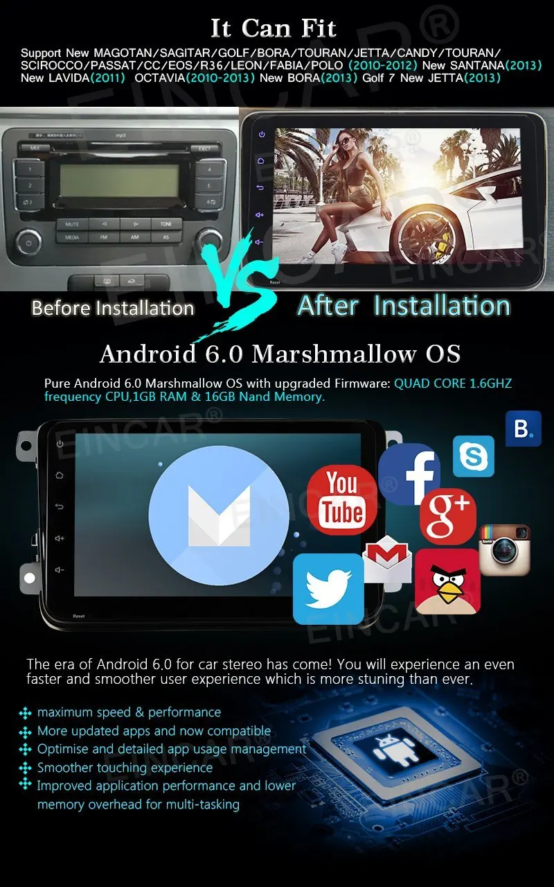 Timuribrahim Double Din Android 6 0 Marshmallow Car Stereo Dvd Player