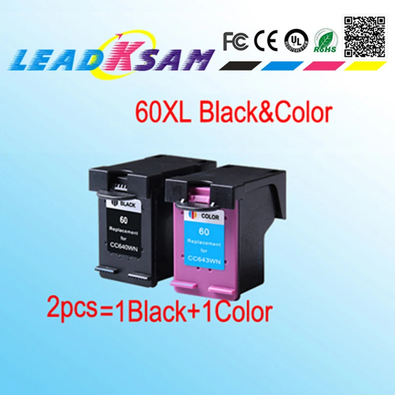 2x 60XL ink cartridges compatible for hp60 Deskjet 4400 F4440 F4480 ...