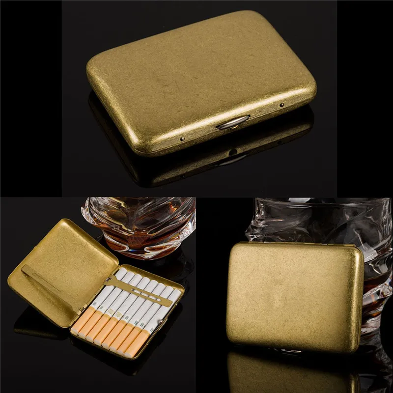 Brass Cigarette Box Tobacco Case for Men Holds 16 Cigarettes ...