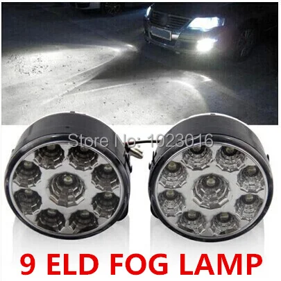 2x-9LED-Car-Front-Fog-Tail-Lamp-Round-Daytime-Driving-Running-Light ...