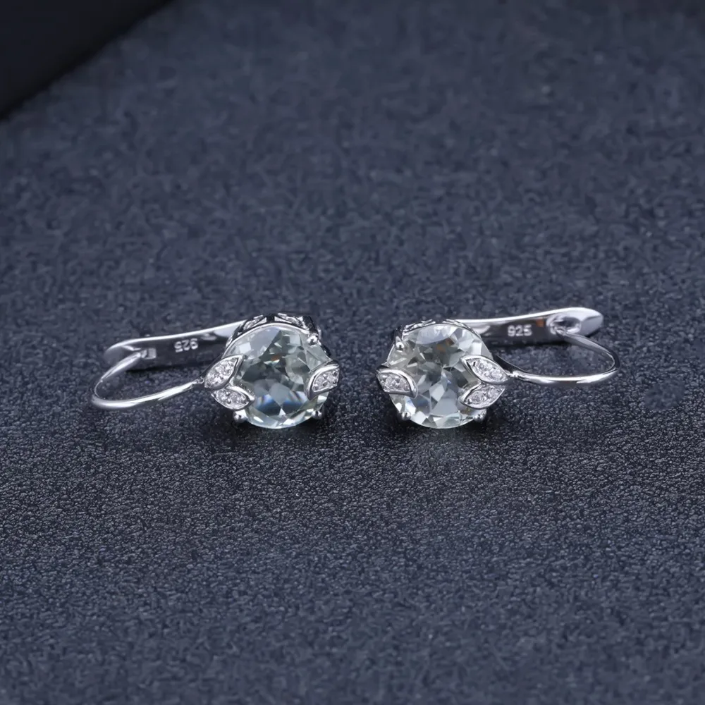 GEM'S балетные 925 пробы серебро 6.65Ct натуральный зеленый аметист ...