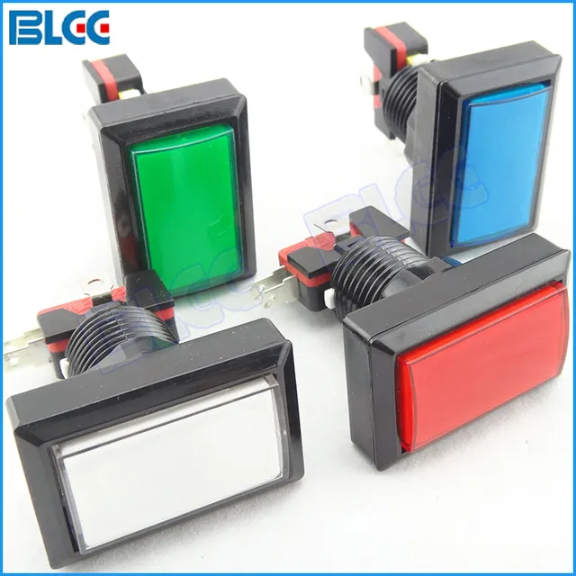 34*51mm Rectangle Push Button 12V LED Illuminated Arcade Buttons with ...