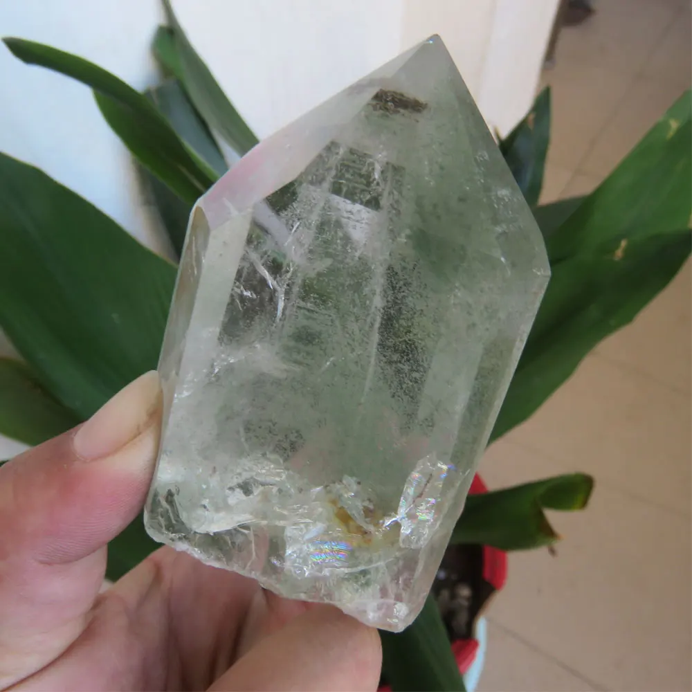 201g Rare AAA Natural Green Phantom Quartz Crystal Point Wand Pyramid ...