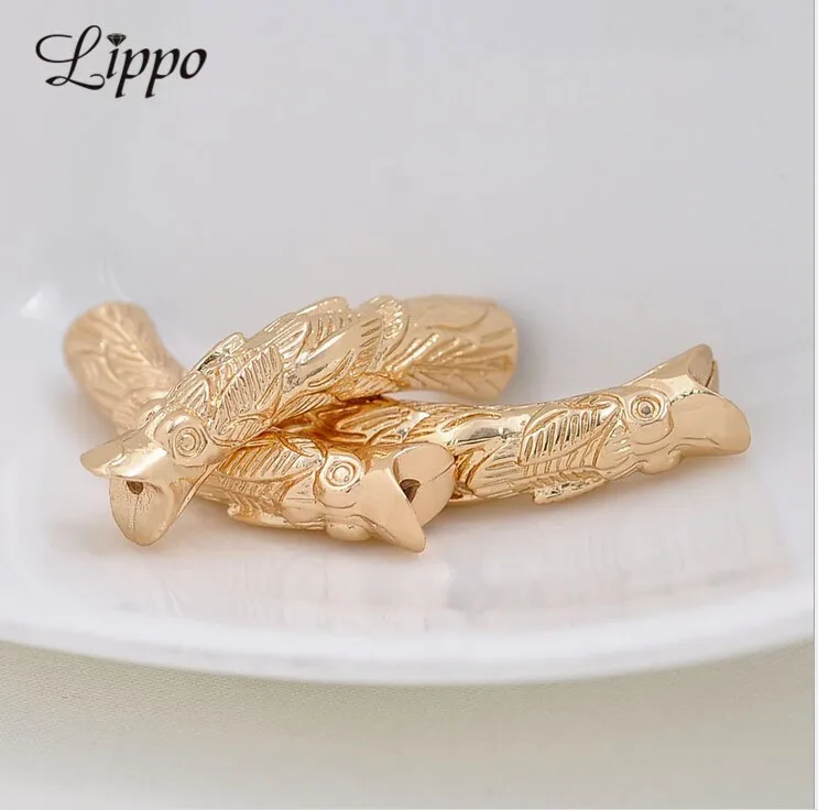 10pcs Creativity 24k Rolled Gold Loong Head Bar Spacer Bead Tube Bar ...