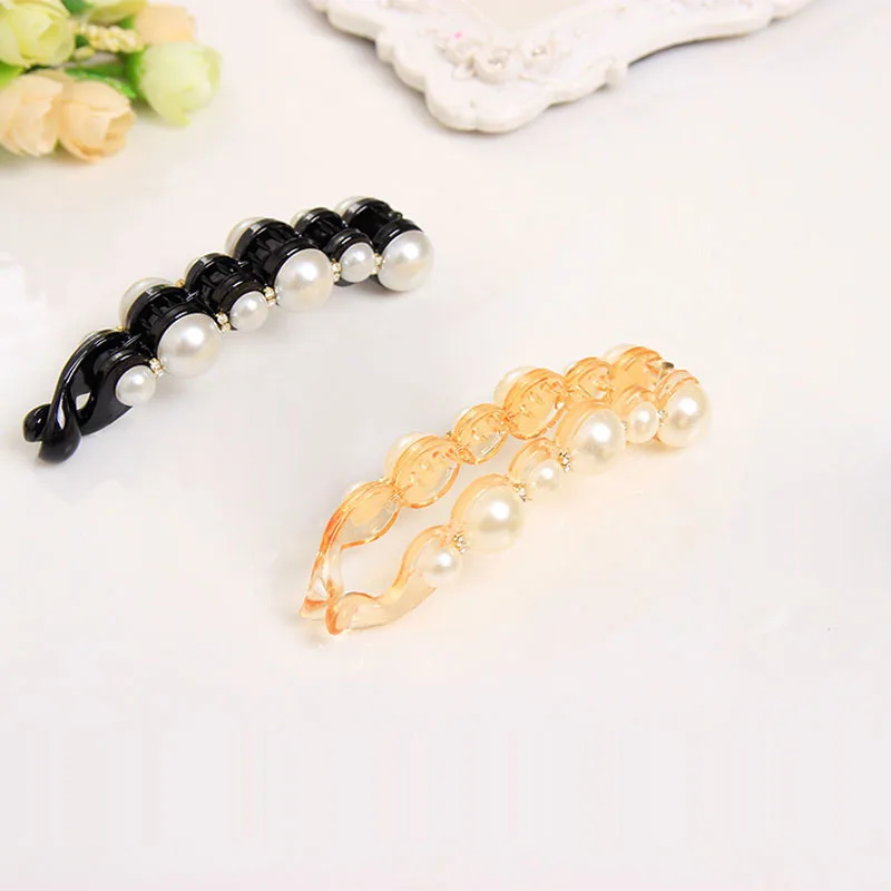 Special Orange & Black Beautiful Simulated Pearls Hairpins Hair Banana ...