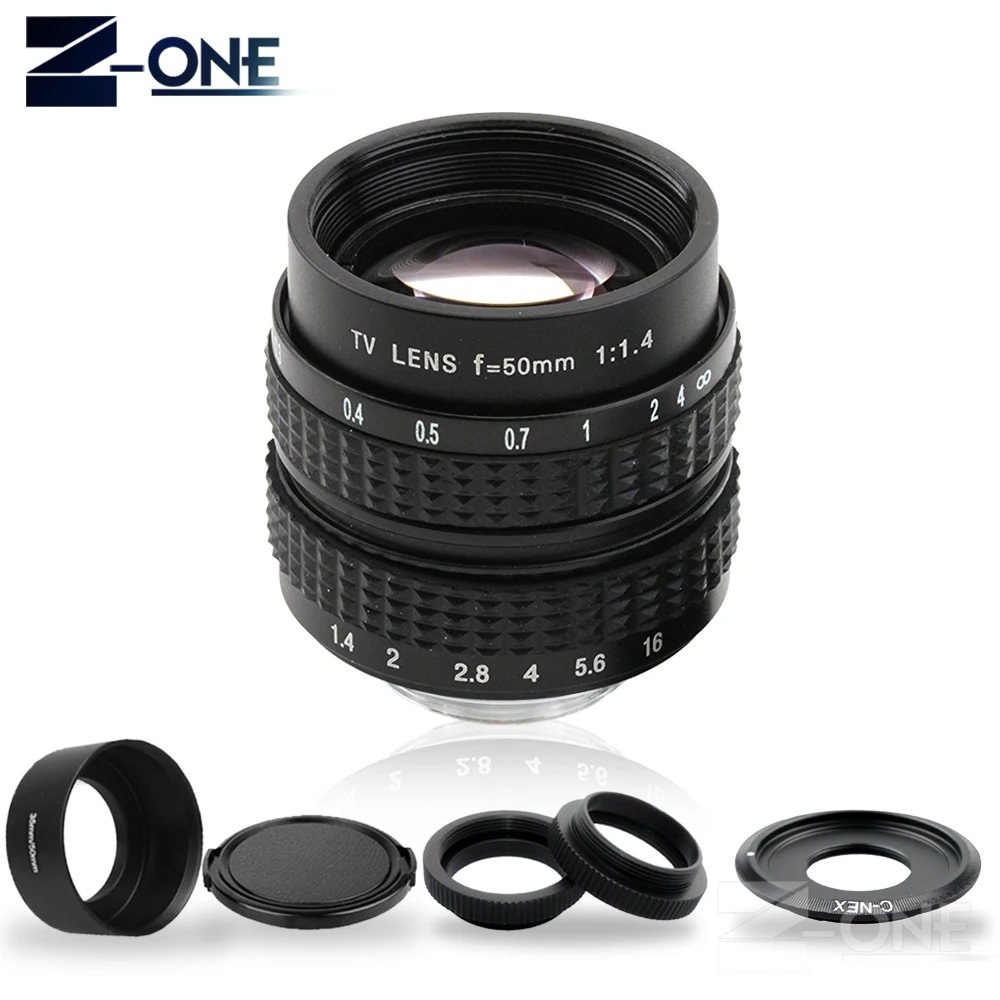 50mm F1.4 Cctv Tv Movie Lens+c Mount+macro Ring+hood For Sony E Mount ...