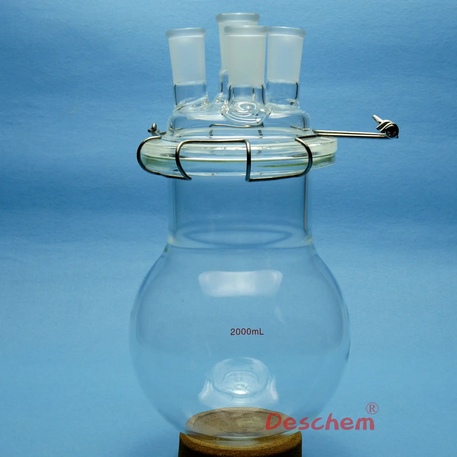 2000ml-24-40-Glass-Reaction-Flask-2L-Four-Necks-Chemistry-Reactor-W-Lid ...