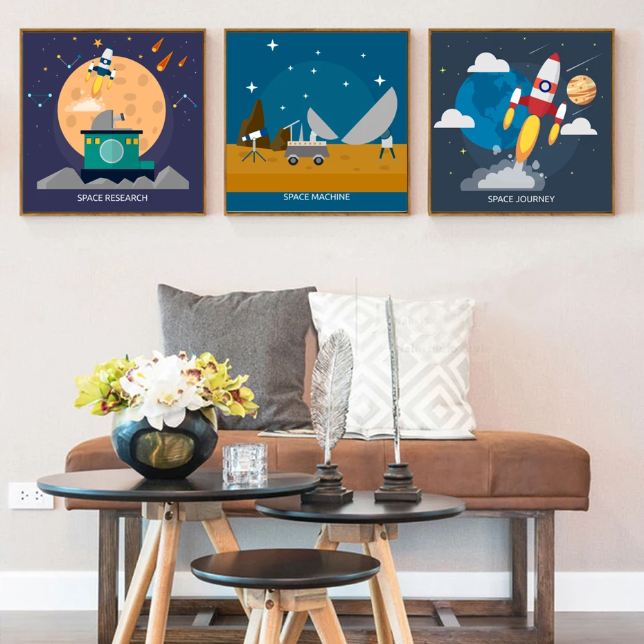 LZN Modern Space Universe Canvas Painting Science Poster and Prints ...