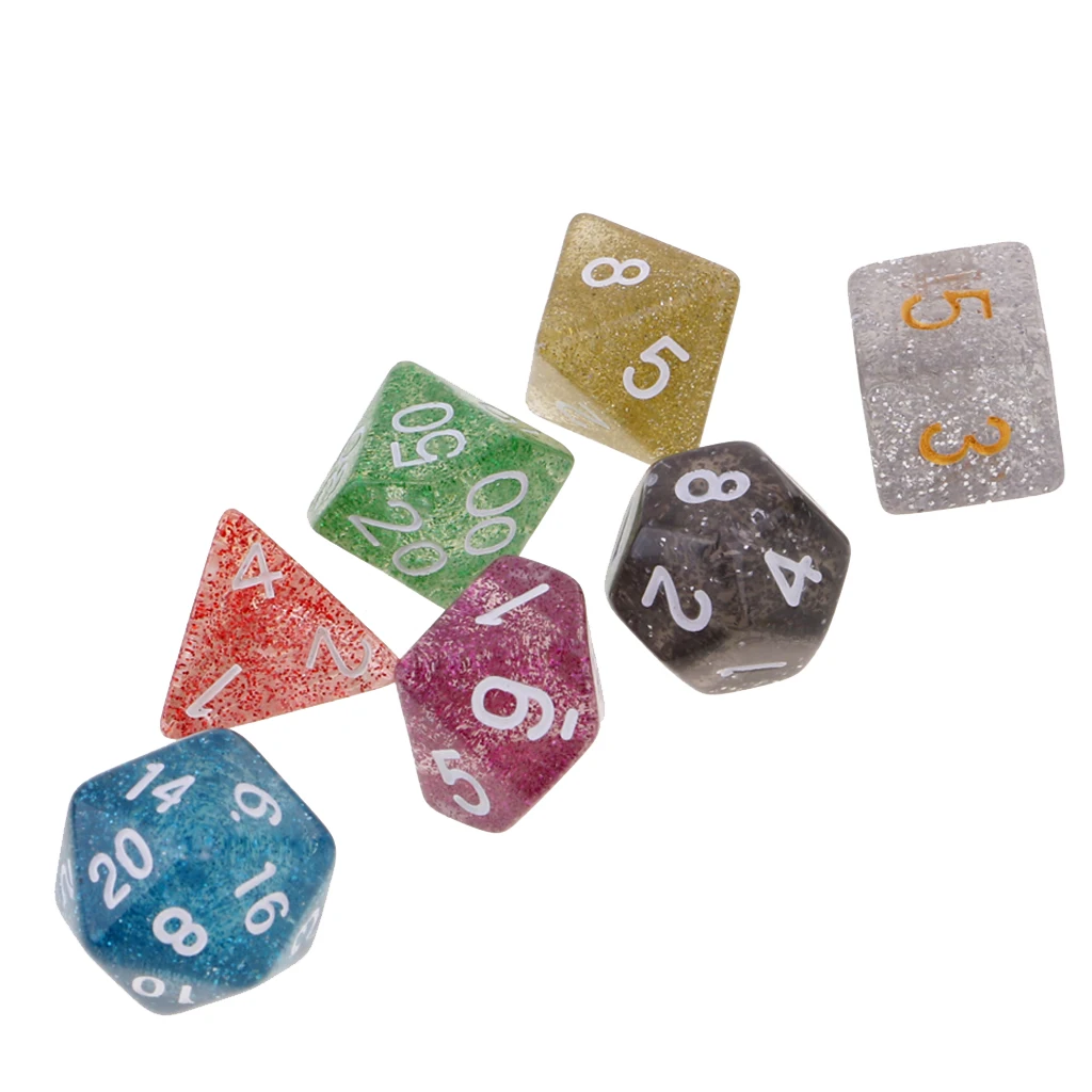 7Piece/Set Multi-color Multi-sided Dice D4 D6 D8 D10 D12 D20 for DND ...