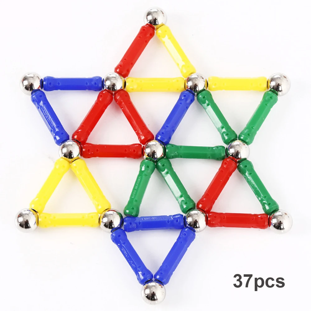 37/47pcs Magnet Bars Metal balls Magnetic Building Blocks Construction ...