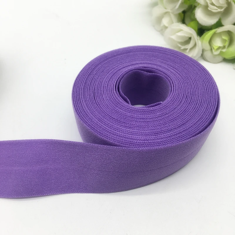 Purple (5yards/lot) 1"(25mm) Multirole Fold Over Elastics Spandex Satin ...