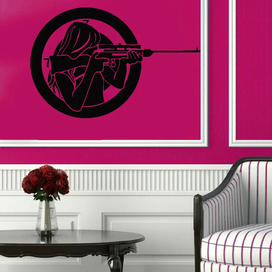 DCTAL Rifle Sticker Girl Gun Decal Car Decal Posters Vinyl Wall Decals ...