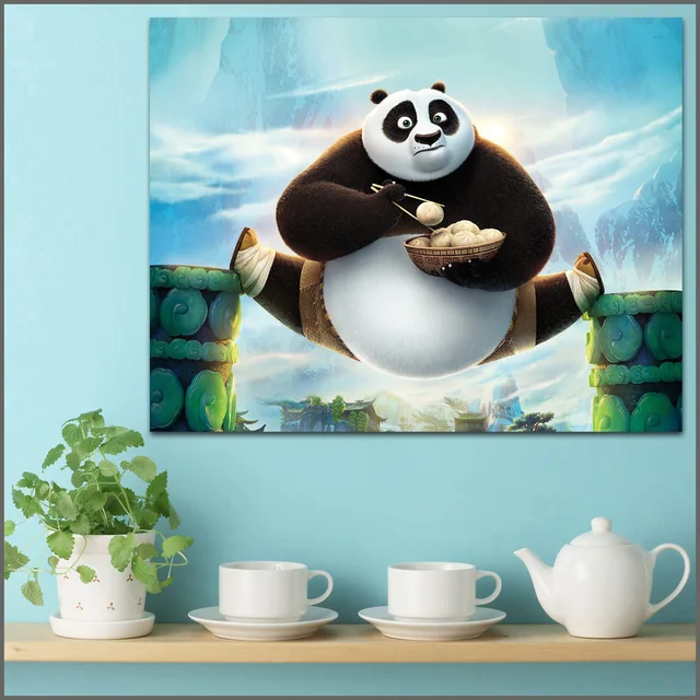 Large Size Oil Painting Kung Fu Panda Pandas Wall Art Canvas Prints ...